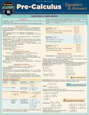 PRE-CALCULUS EQUATIONS & ANSWE | University of the District of Columbia